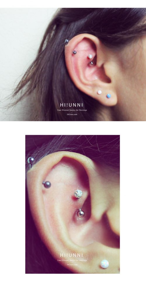 16g 3mm 4mm Cubic Glass Ball Curved Barbell / snug outer helix forward ...